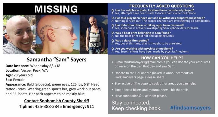 UPDATE: Sam Sayers Missing: Day 21 - Snohomish County Reporter